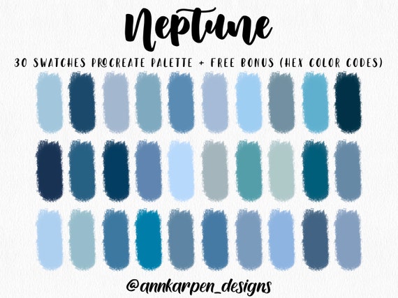 Neptune Procreate Palette 30 HEX Color Codes Instant Digital - Etsy