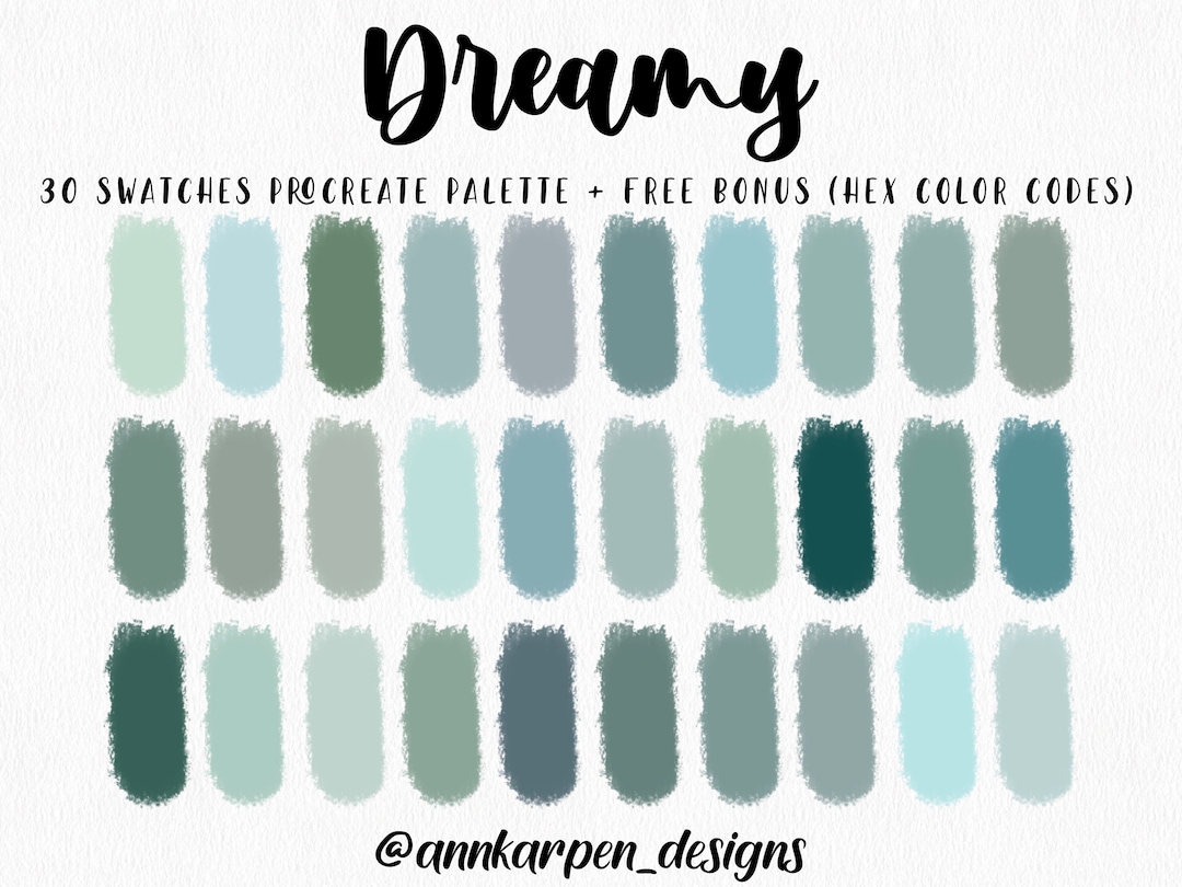 Dreamy Procreate Palette, 30 HEX Color Codes, Instant Digital Download ...