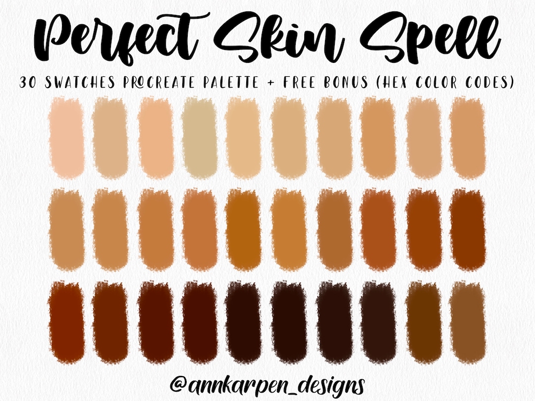 Perfect Skin Spell Procreate Palette, 30 HEX Color Codes, Instant ...