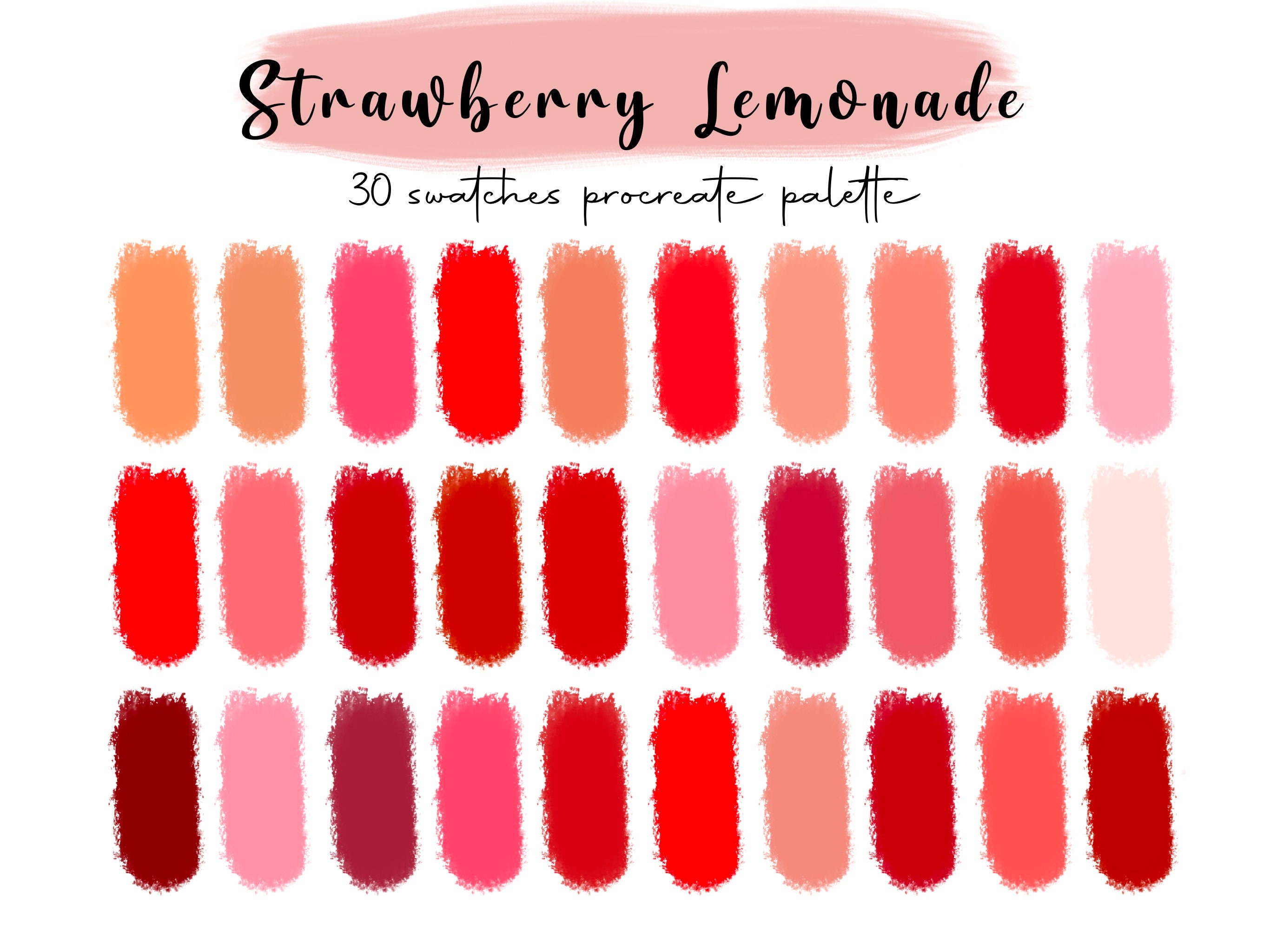 Strawberry Lemonade Procreate Palette 30 Colors Palette | Etsy