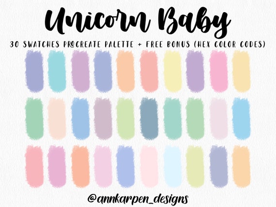 Unicorn Baby Procreate Palette 30 HEX Color Codes Instant - Etsy UK