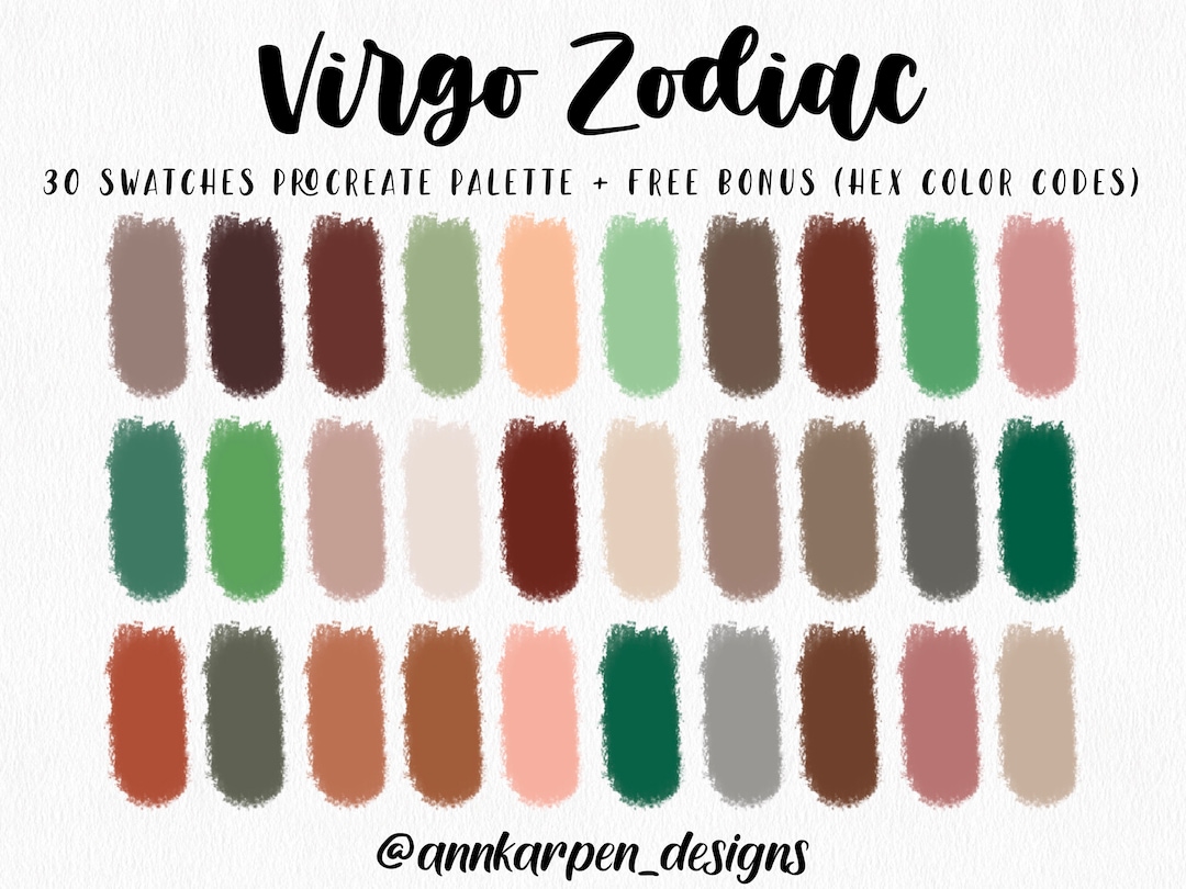 Virgo Zodiac Procreate Palette 30 Hex Color Codes Instant Digital