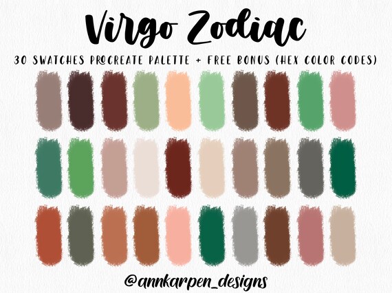 Virgo Zodiac Procreate Palette 30 HEX Color Codes Instant - Etsy