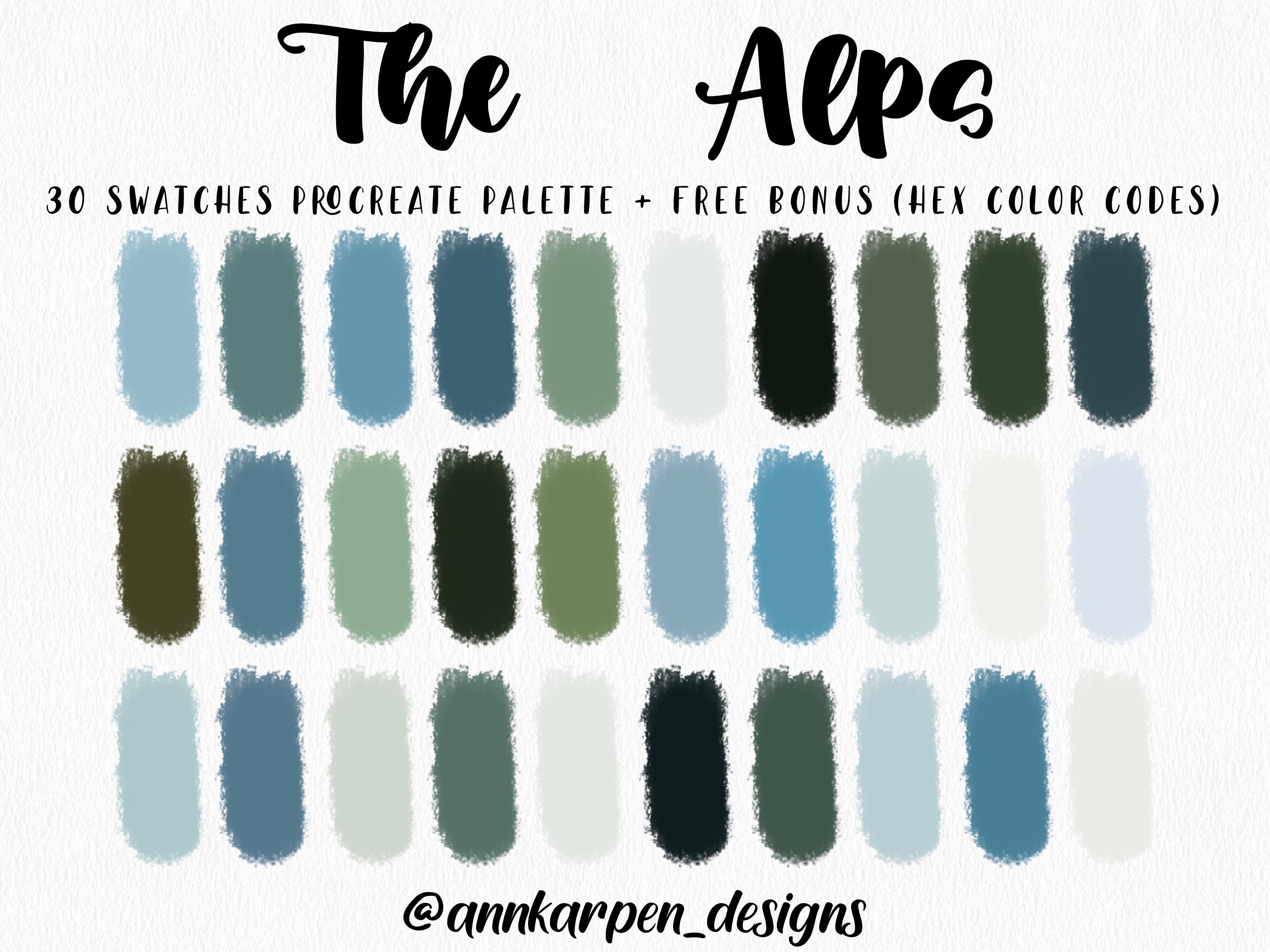 The Alps Procreate Palette, 30 HEX Color Codes, Instant Digital ...