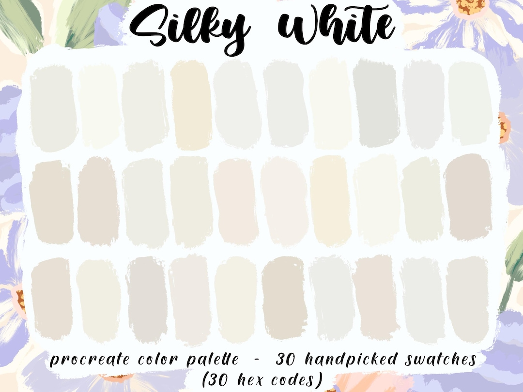 Silky White - Procreate Palette, 30 Ivory & Beige Swatches, Digital ...