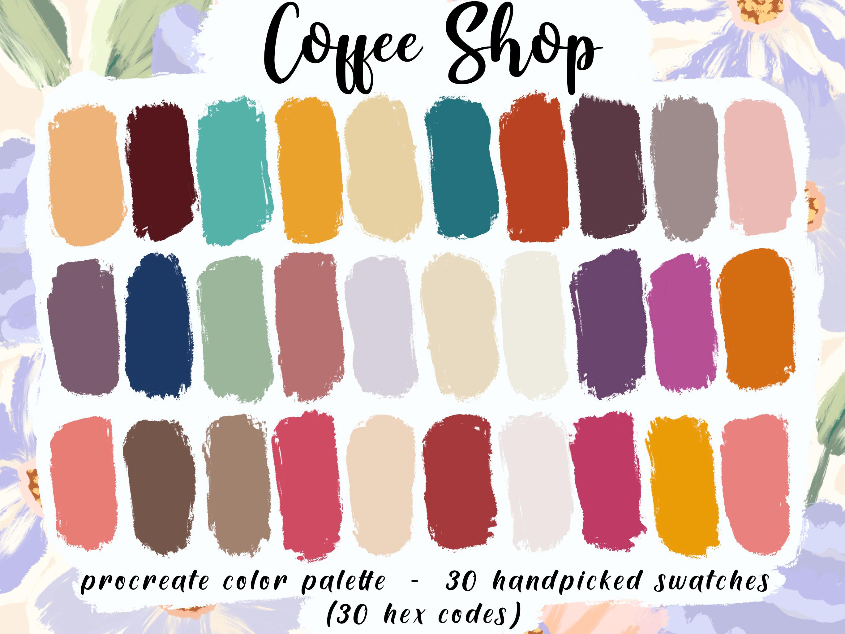 Coffee Shop Procreate Palette, 30 HEX Color Codes, Instant Digital ...