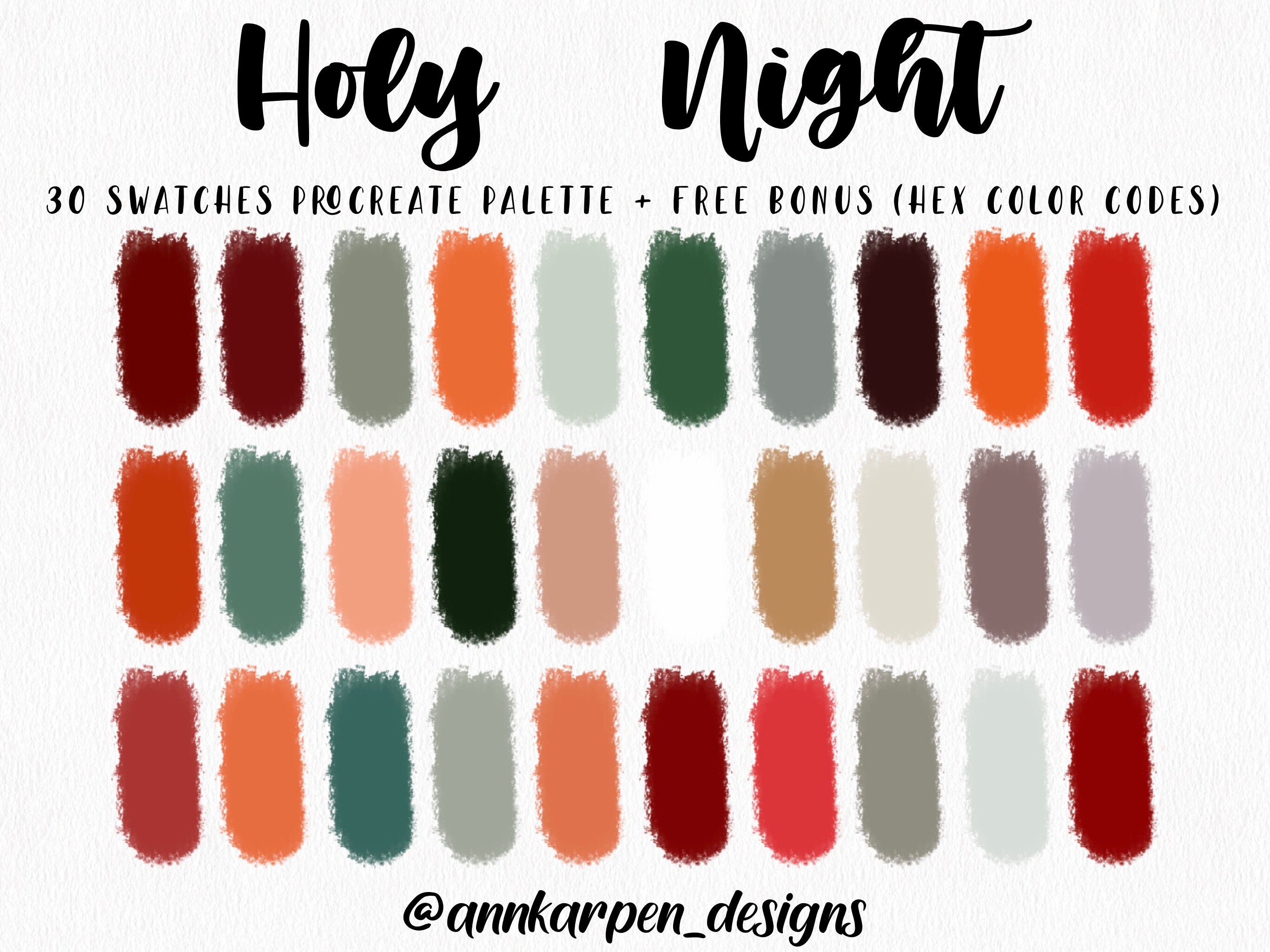 Holy Night Procreate Palette, 30 HEX Handpicked Colors, Instant Digital ...