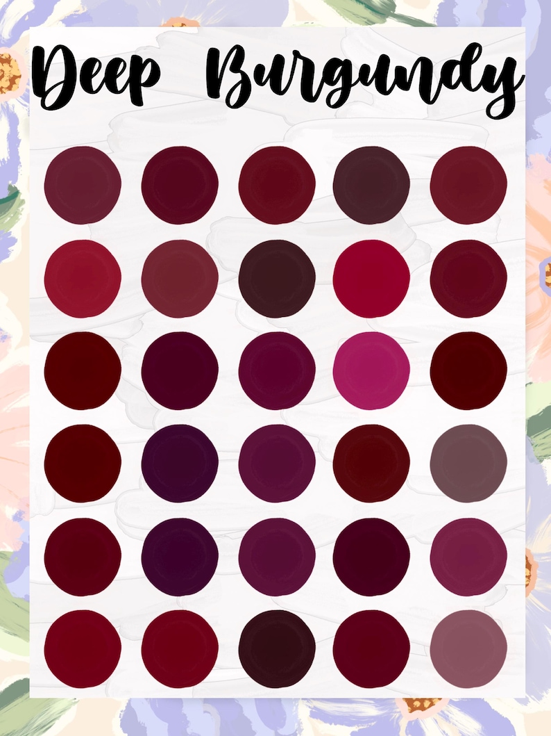 Deep Burgundy - Procreate Palette, 30 HEX Codes, Good Notes, Digital ...