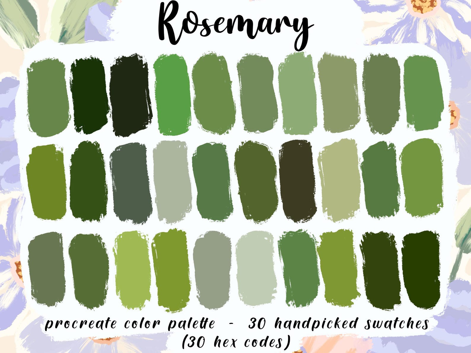 Rosemary Procreate Palette, 30 HEX Color Codes, Instant Digital ...