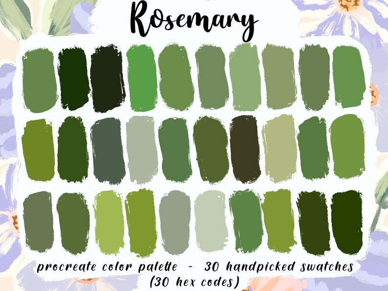 Rosemary Procreate Palette, 30 HEX Color Codes, Instant Digital ...
