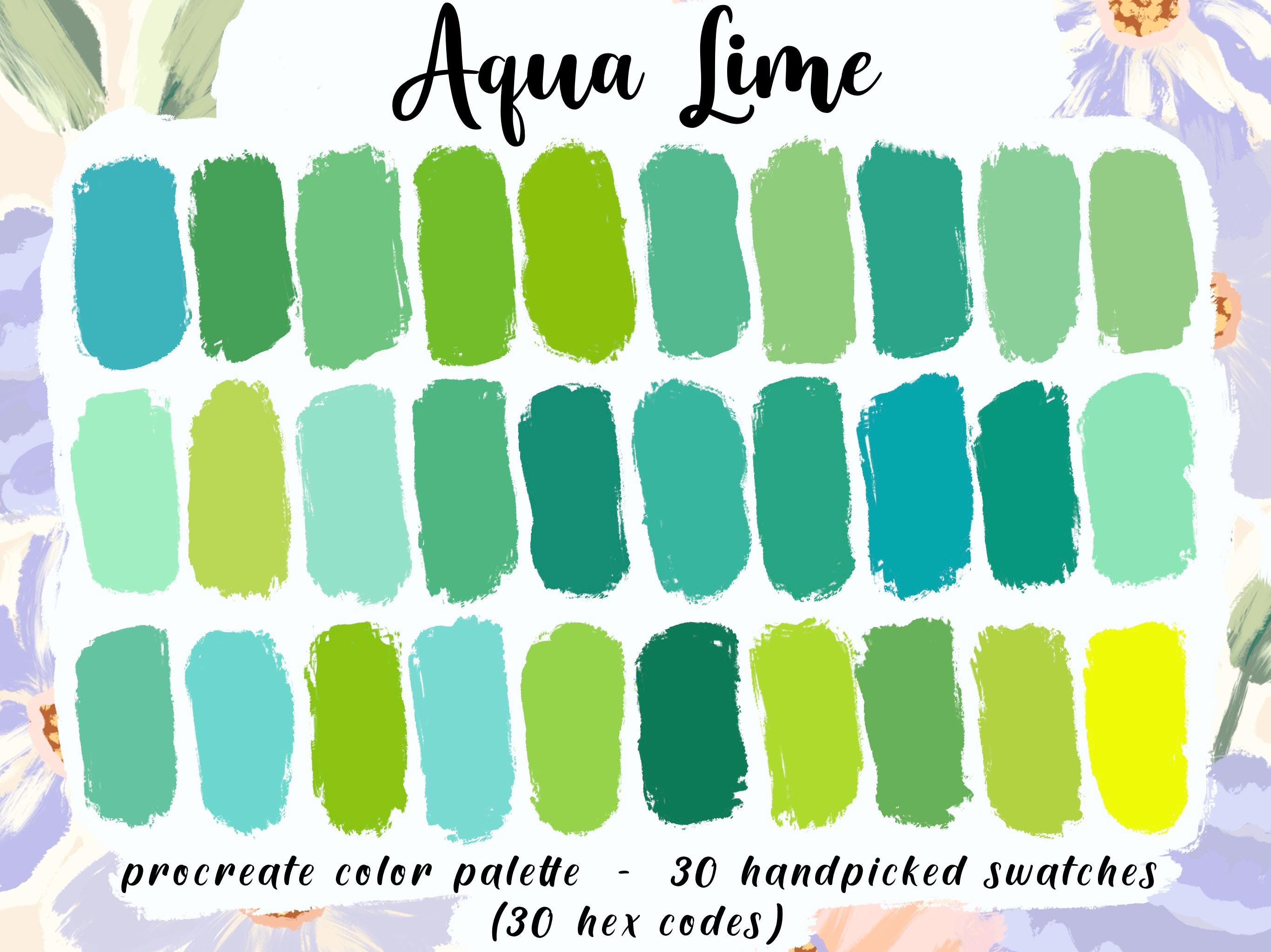 Aqua Lime Procreate Palette, 30 HEX Codes, Instant Download, iPad ...