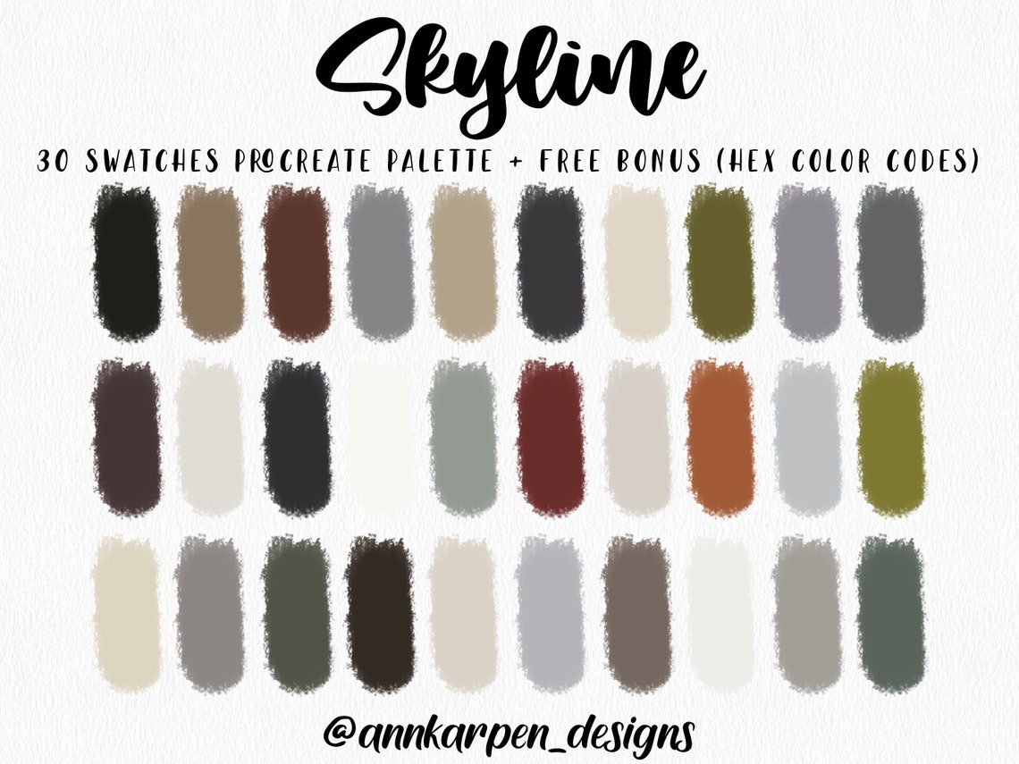 Skyline Procreate Palette, 30 HEX Color Codes, Instant Digital Download ...
