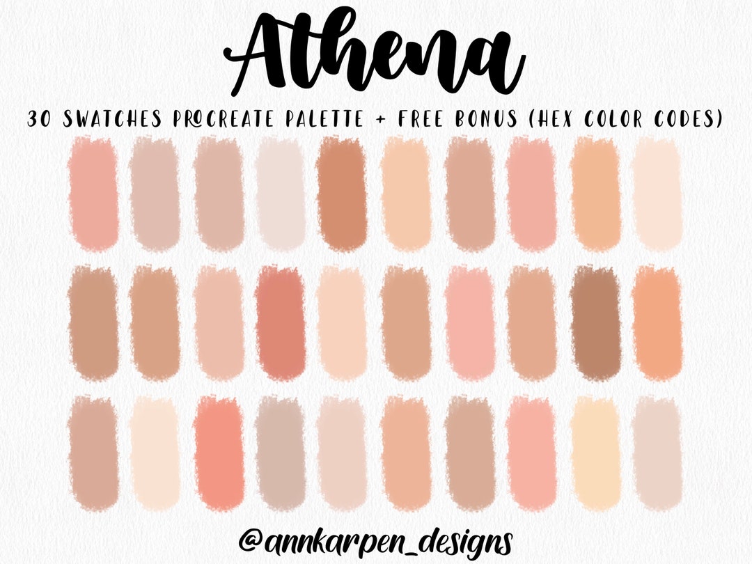 Athena Procreate Palette, 30 HEX Color Codes, Instant Digital Download ...
