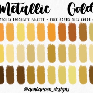 Metallic Gold Procreate Palette, 30 HEX Codes, Instant Download, Metal ...