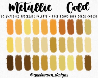 Retro Yellow Procreate Palette, 30 HEX Color Codes, Instant Digital ...