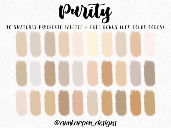 Purity Procreate Palette 30 HEX Color Codes Instant Digital - Etsy