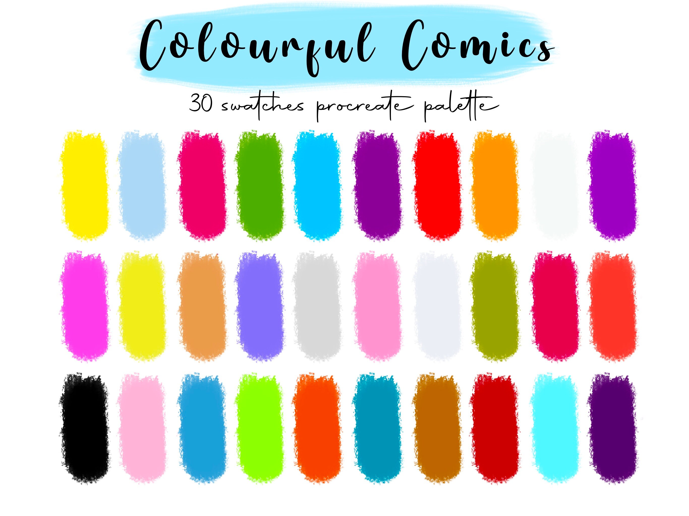 Colourful Comics Procreate Palette 30 Colors Palette Instant | Etsy