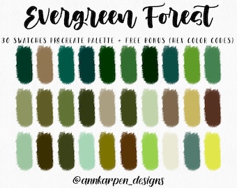 Evergreen Forest Digital Art Color Palette - Etsy