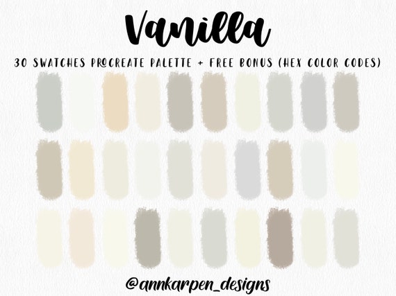 Vanilla Procreate Palette 30 HEX Color Codes Instant Digital - Etsy