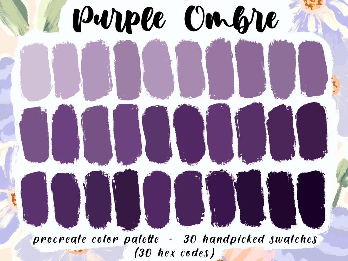 Purple Ombre - Procreate Color Palette, 30 HEX Codes, Good Notes ...