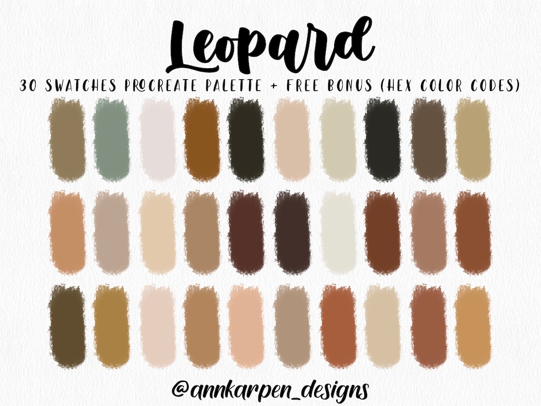 Leopard Procreate Palette, 30 HEX Color Codes, Instant Digital Download ... Leopard Procreate Palette, 30 HEX Color Codes, Instant Digital Download ...