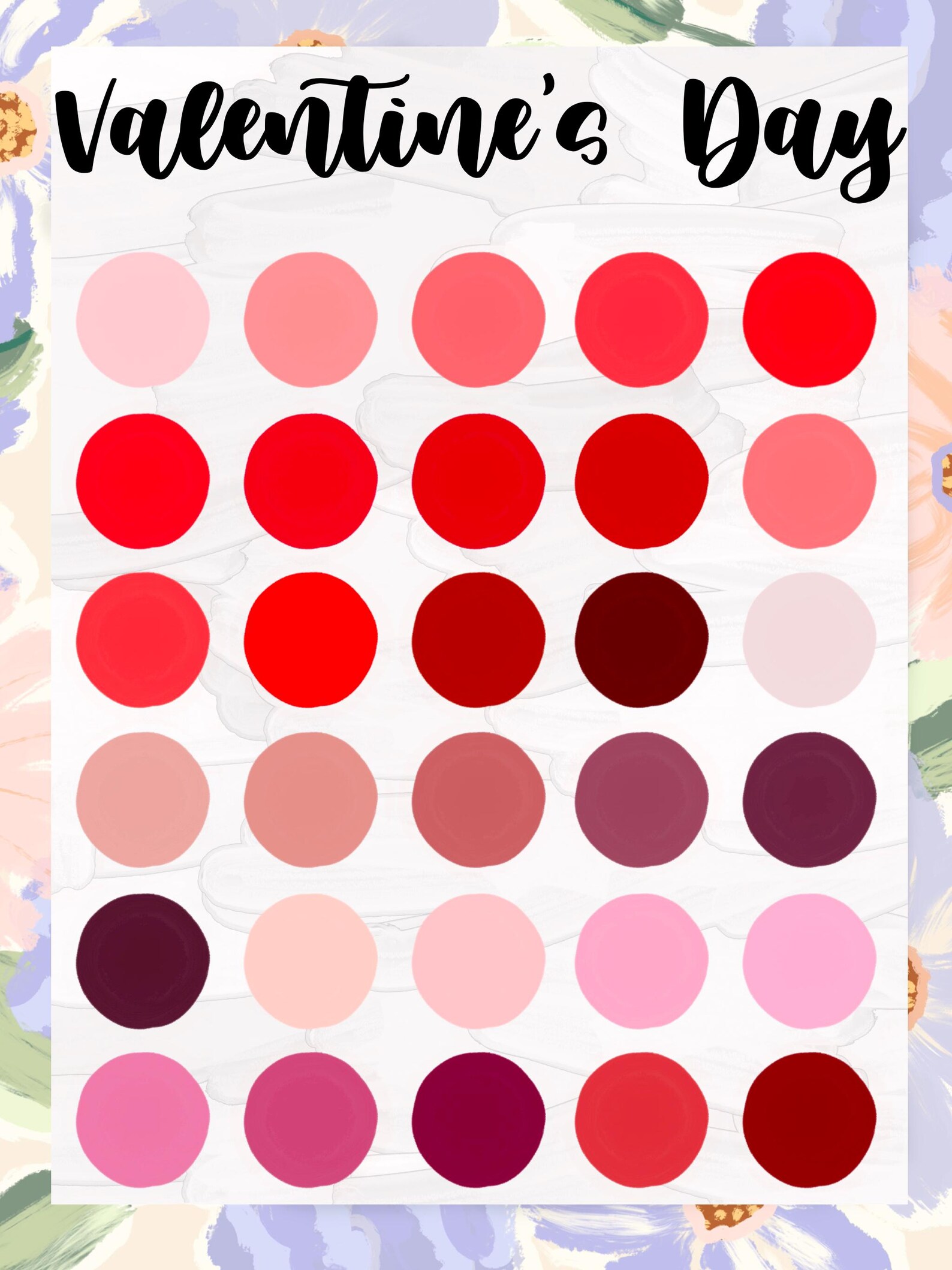 Valentine's Day - Procreate Palette, 30 HEX Codes, Assorted Reds ...