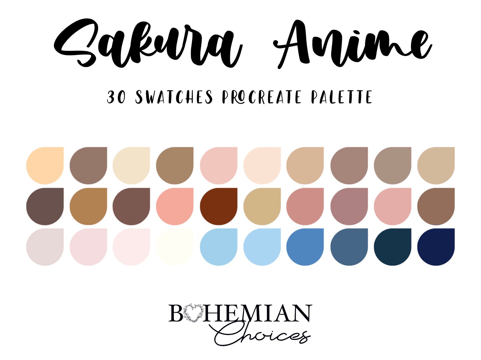 Sakura Anime Procreate Palette 30 HEX Colors Palette Instant - Etsy