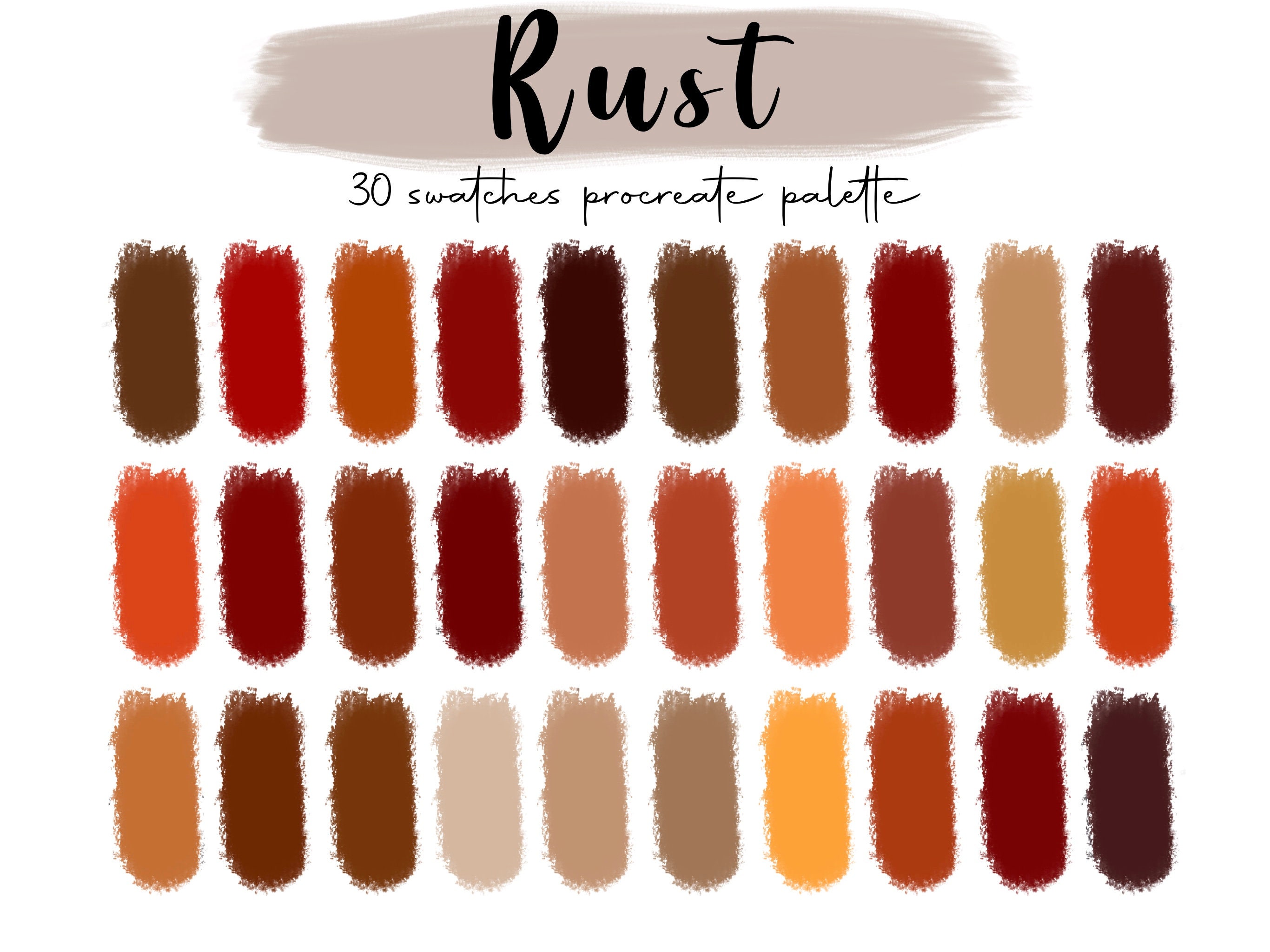 Rust Procreate Palette 30 Colors Palette Instant Digital | Etsy Rust Procreate Palette 30 Colors Palette Instant Digital | Etsy