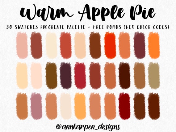 Warm Apple Pie Procreate Palette 30 HEX Colors Palette - Etsy