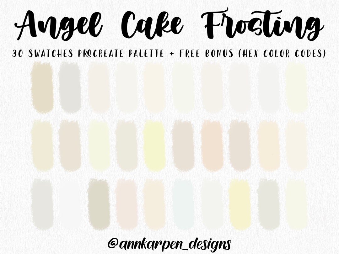 Angel Cake Frosting Procreate Palette, 30 HEX Color Codes, Instant ...