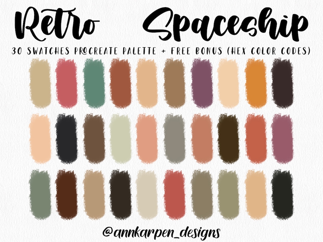 Retro Spaceship Procreate Palette 30 Hex Color Codes Instant Etsy