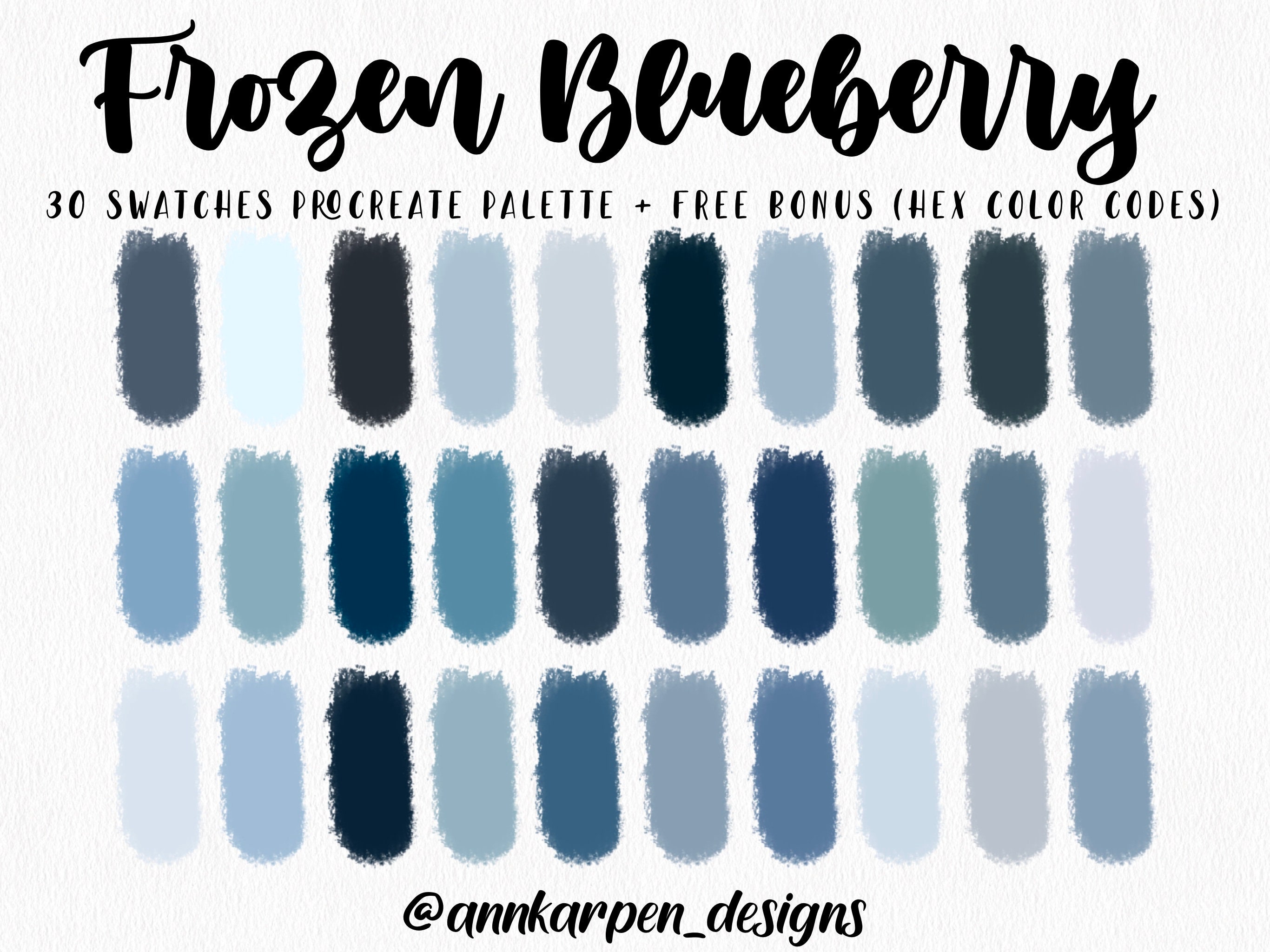 Frozen Blueberry Procreate Palette, 30 HEX Color Codes, Instant Digital ...
