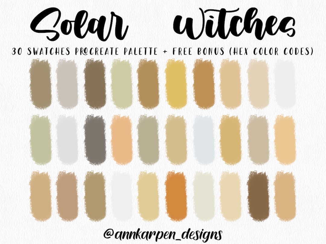 Solar Witches Procreate Palette 30 HEX Color Codes Instant - Etsy