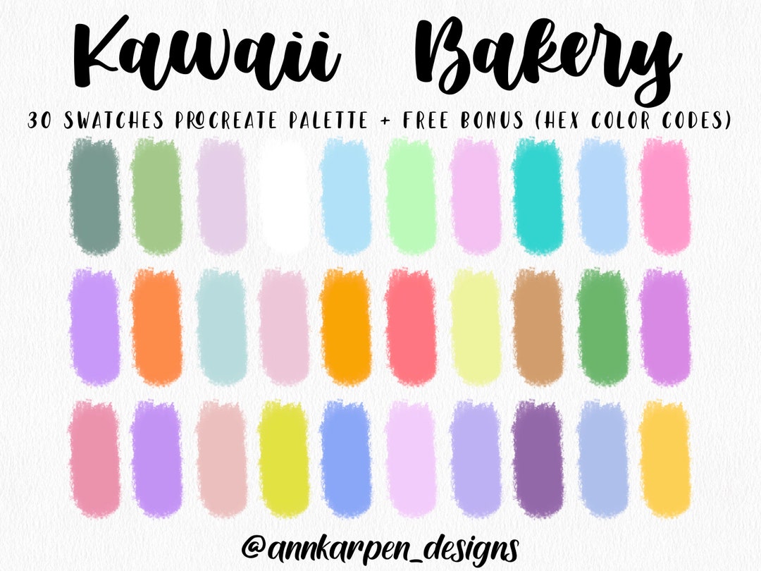 Kawaii Bakery Procreate Palette, 30 HEX Codes, Good Notes, Instant ...