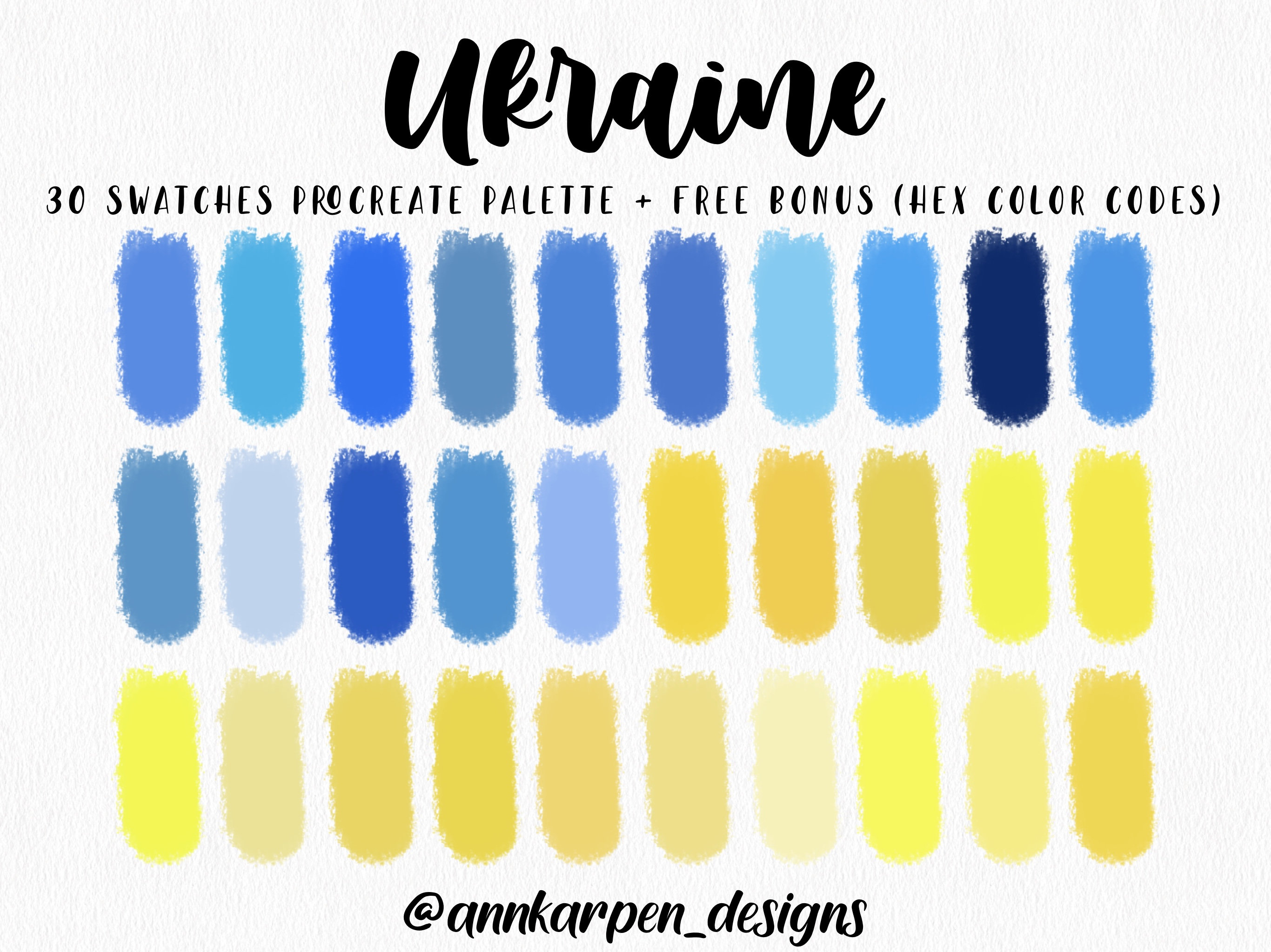 Ukraine Procreate Palette, 30 HEX Color Codes, Instant Digital Download ...