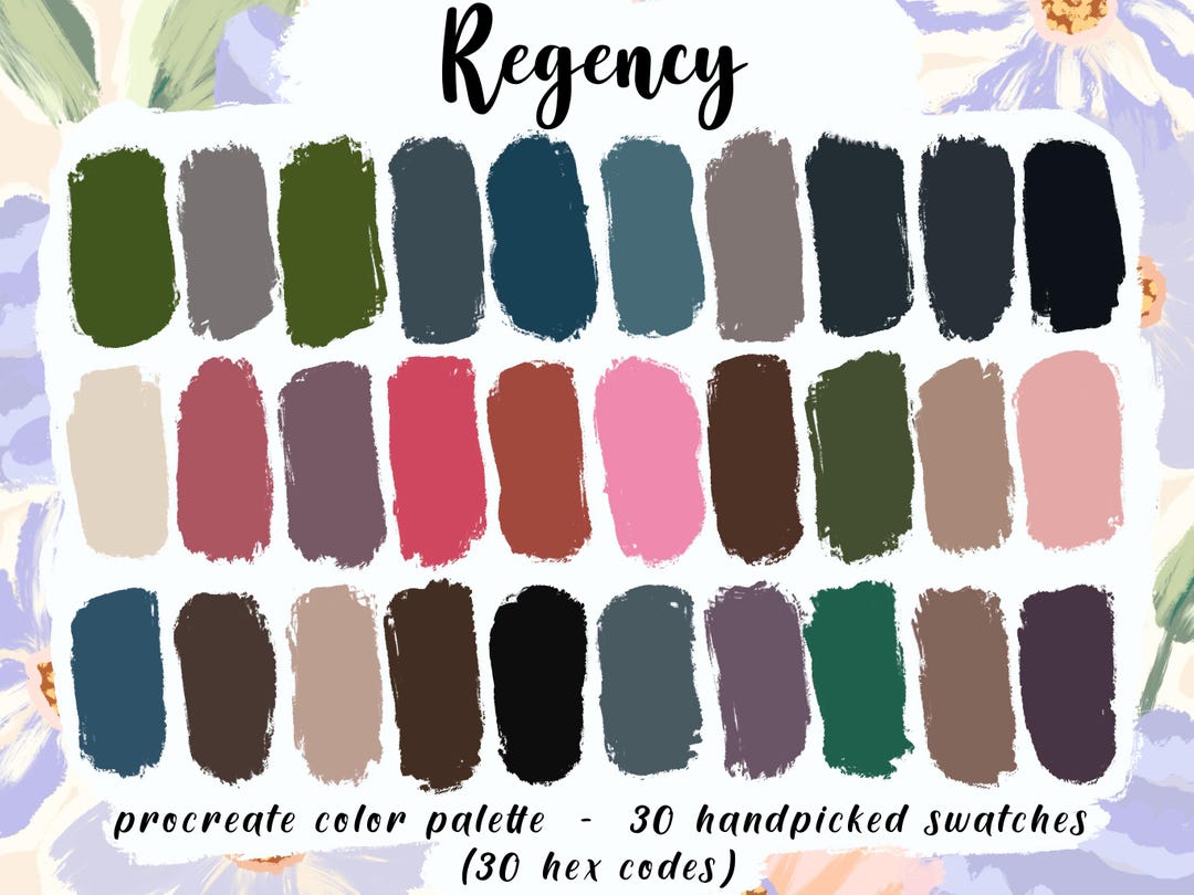 Regency Procreate Palette, 30 HEX Handpicked Colors, Instant Digital ...