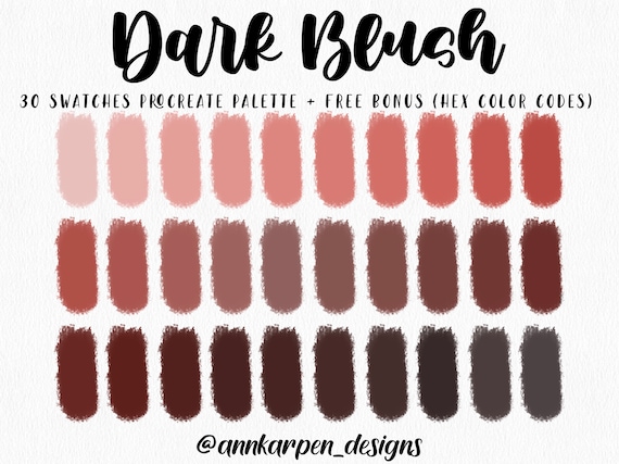 Dark Blush Procreate Palette 30 Hex Color Codes Instant Etsy Uk