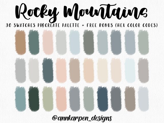 Rocky Mountains Procreate Palette 30 HEX Color Codes Instant - Etsy