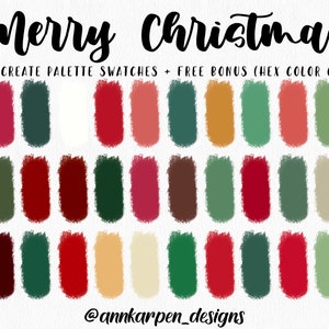 Merry Christmas Procreate Palette, 30 HEX Color Codes, Instant Download ...