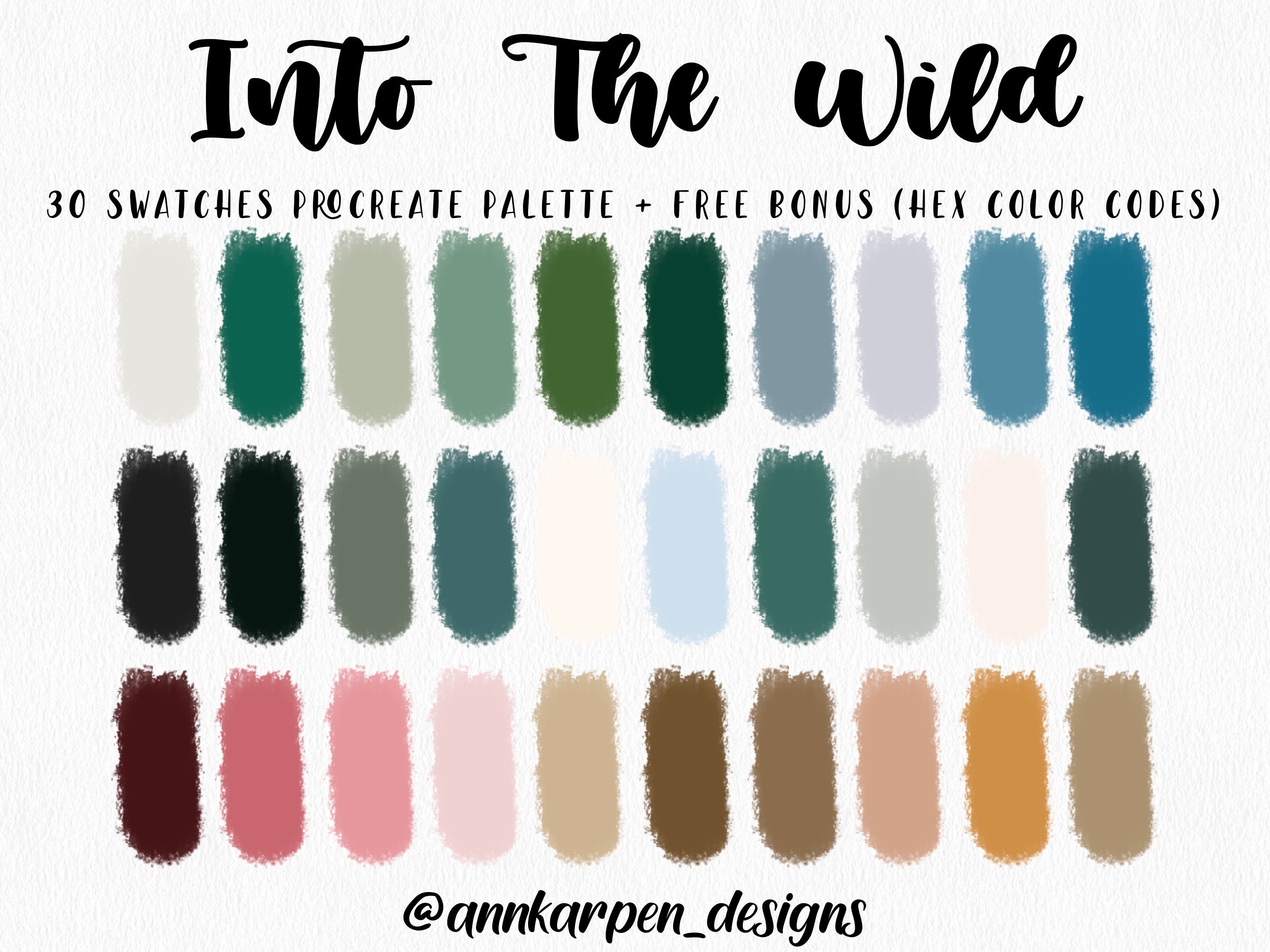 Into The Wild Procreate Palette 30 Hex Color Codes Instant Digital
