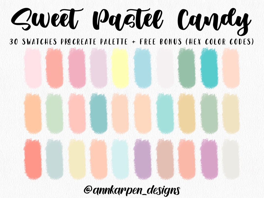 Sweet Pastel Candy Procreate Palette 30 Hex Color Codes Instant