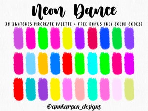 Neon Procreate Color Palette 30 Swatches Instant Download - Etsy Canada