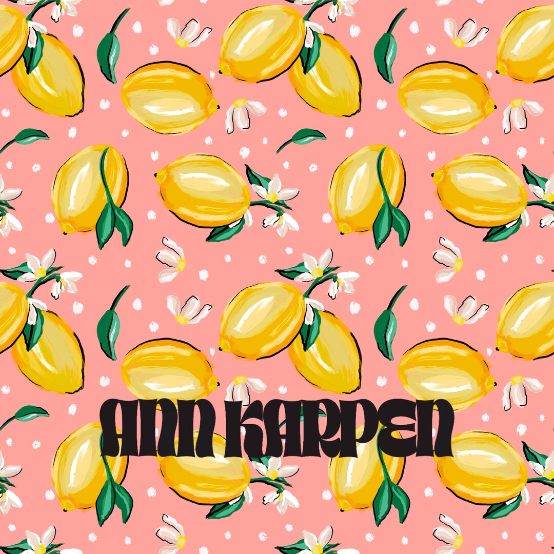LEMON BLOSSOM - Seamless Digital Paper Pattern, Pink Yellow Summer Gift ...