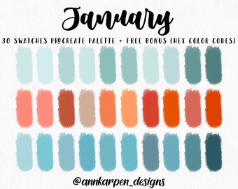 January Procreate Palette 30 HEX Color Codes Instant Digital - Etsy