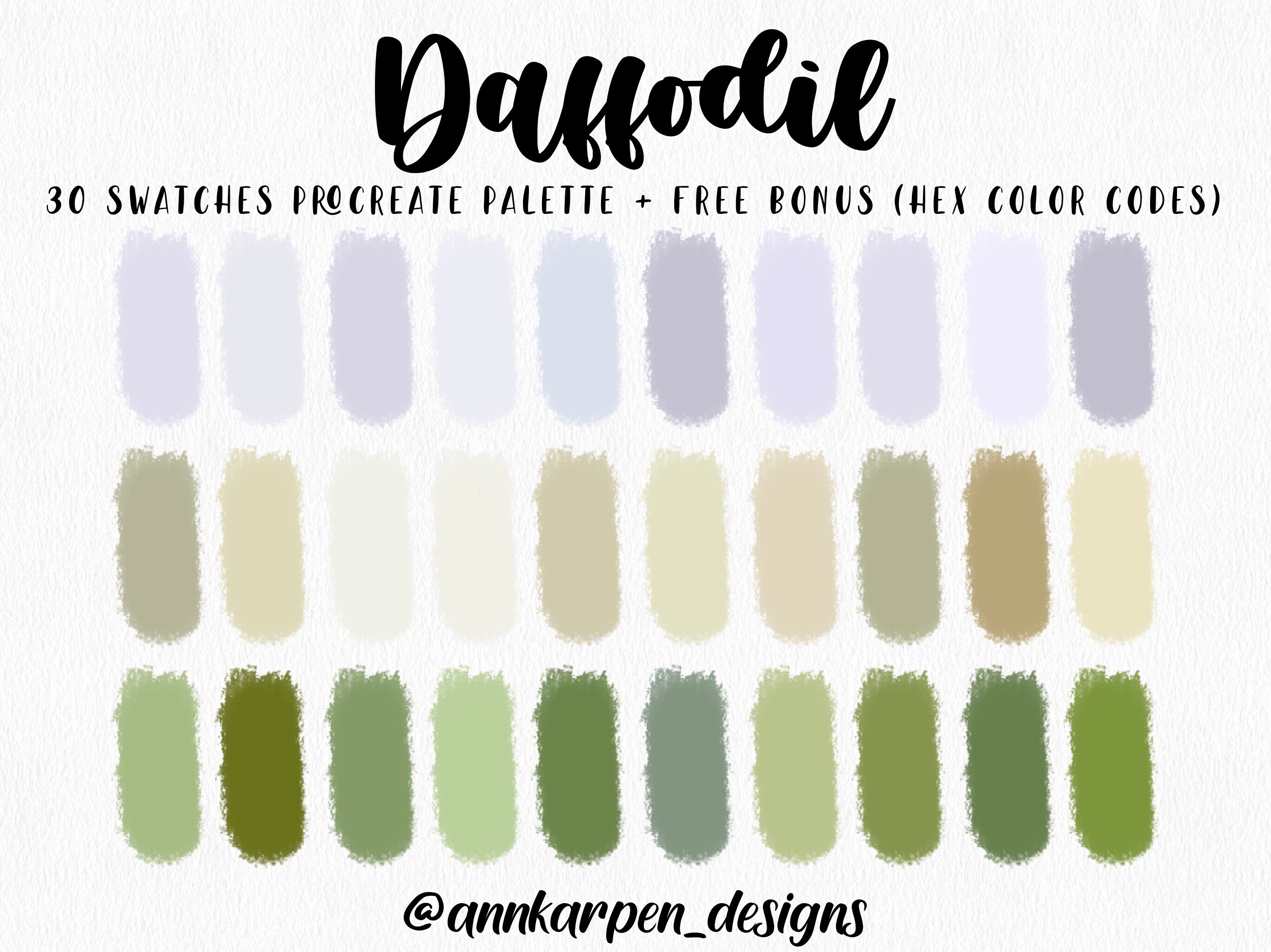 Daffodil Procreate Palette, 30 HEX Color Codes, Instant Digital ...