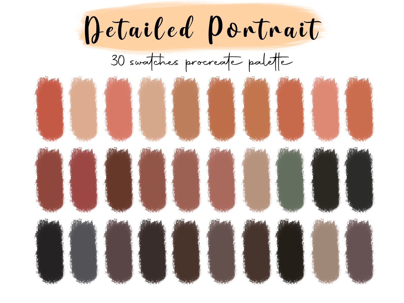 Detailed Portrait Procreate Palette 30 Colors Palette | Etsy