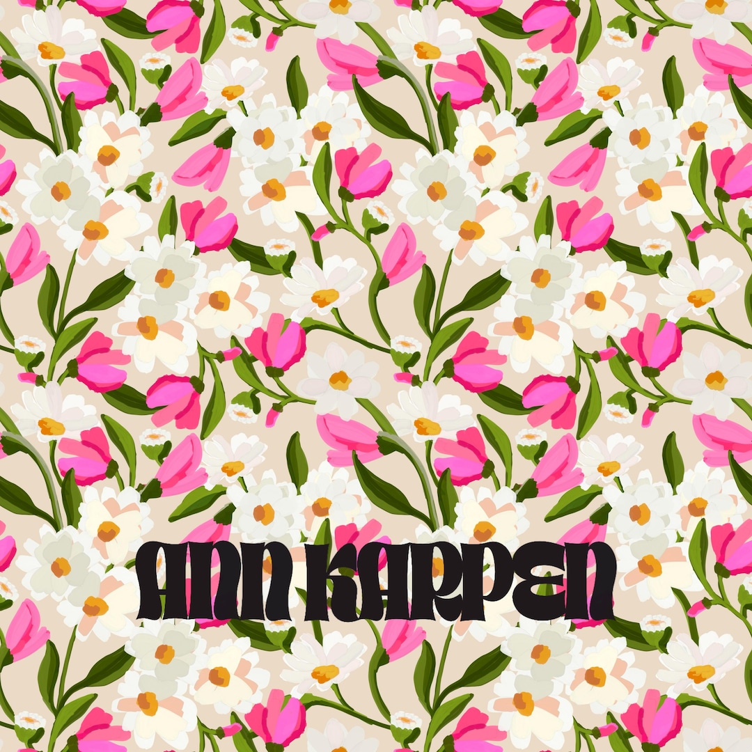 APRIL FLOWERS - Seamless Digital Paper Pattern, Pink Beige Pastel ...