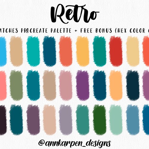 Retro Bliss Procreate Palette 30 Hex Color Codes Instant Etsy