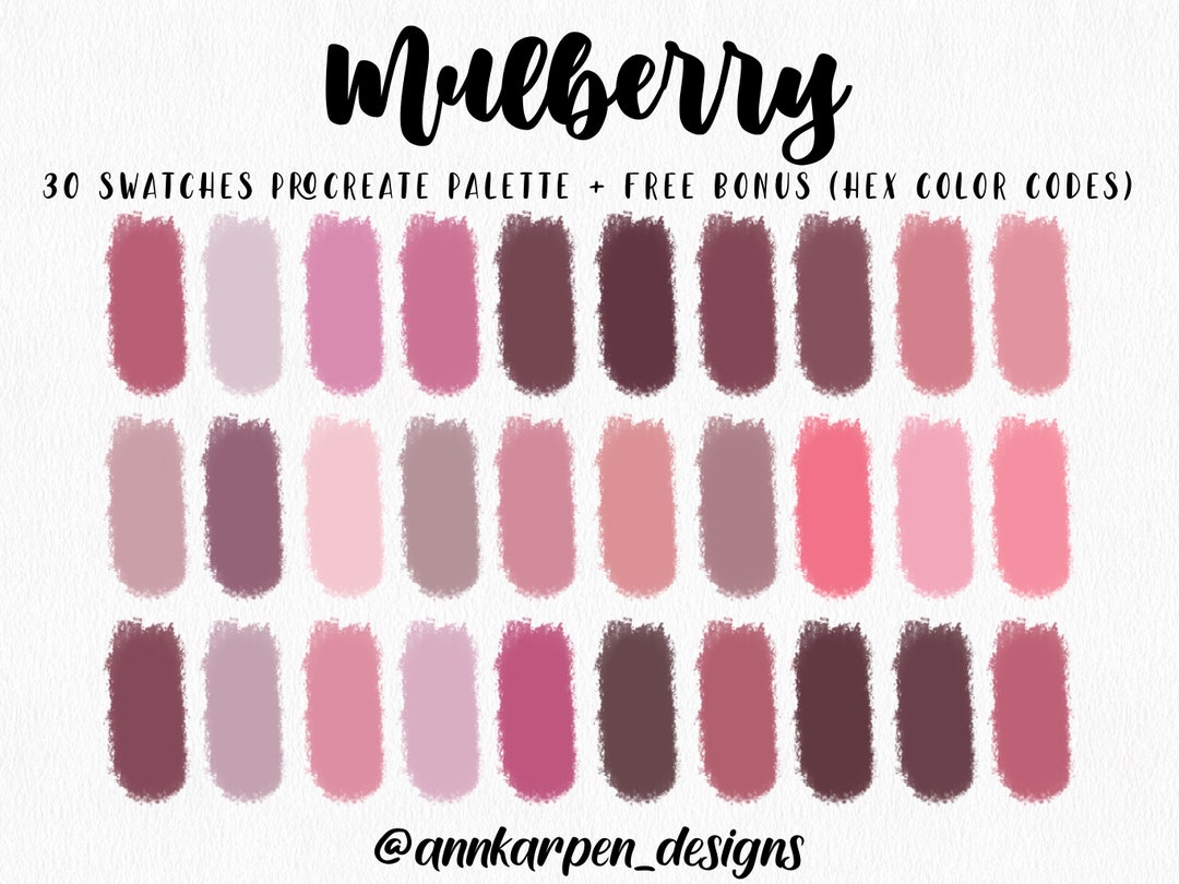 Mulberry Procreate Palette 30 HEX Color Codes Instant - Etsy