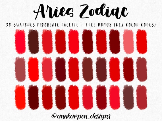 Aries Zodiac Procreate Palette 30 HEX Color Codes Instant - Etsy